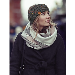 KUTTOR 2 Pack Fuzzy Fleece Headband Fleece Lined Ear Warmer Knit Thick Warm Headwraps Cable Knit Headband