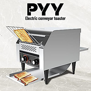 PYY Commercial Toaster 300 Slices/Hour Conveyor Restaurant Toaster for Bun Bagel Bread Heavy Duty Stainless Steel Conveyor Toaster