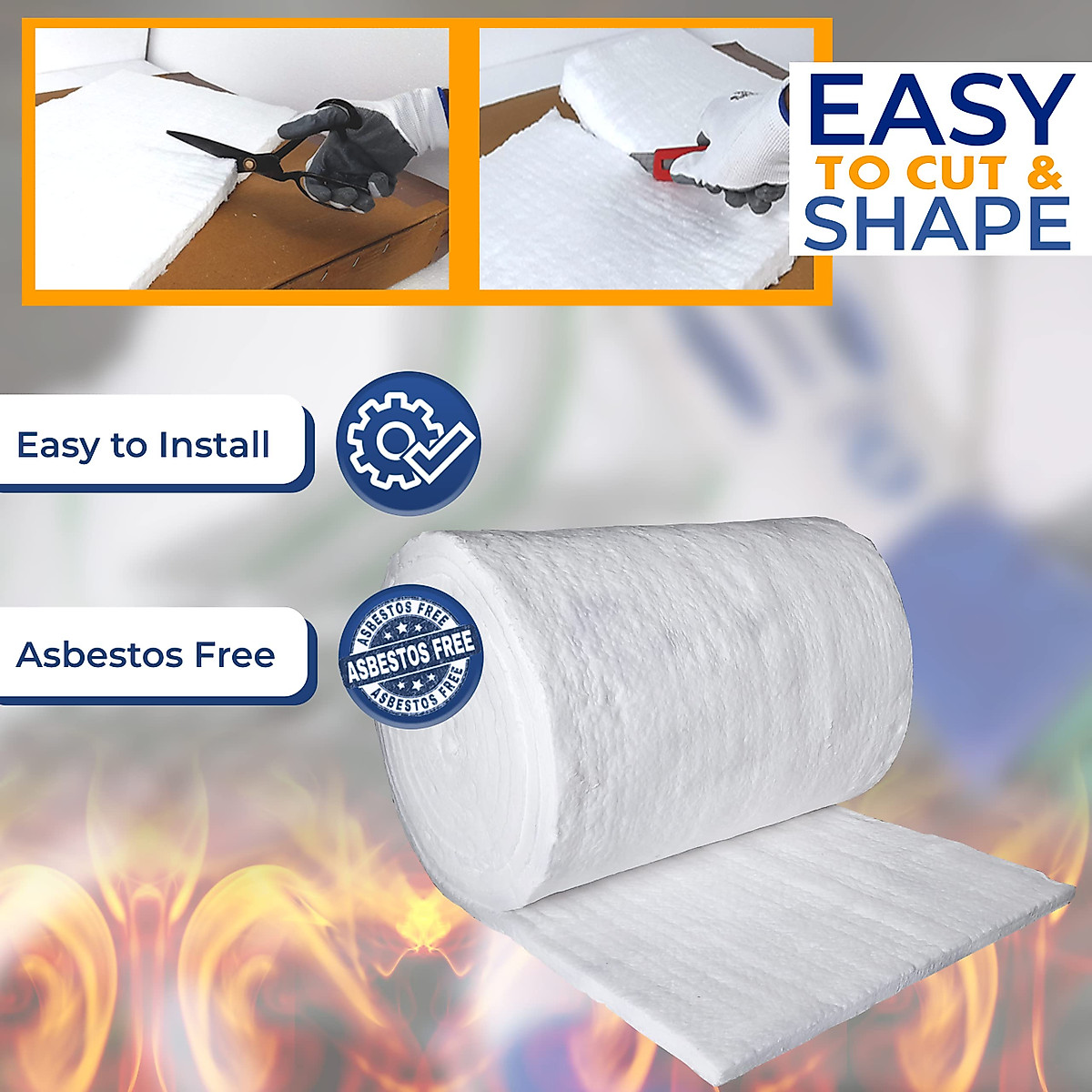 Simond Store Ceramic Fiber Insulation Roll, 2400F (1315C) 1"X24"X25', High Density Fireproof Insulation Blanket for Forge, Foundry, Furnace, Kiln, Wood Stove, Pizza Oven, Dishwasher Insulation Blanket