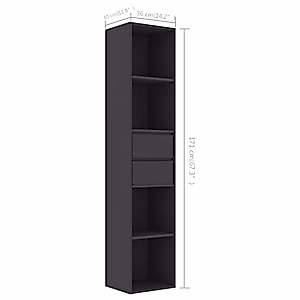 Book Cabinet Storage File Rack Organizer for Filing Kitchen Bathroom Toilet Pantry Corner Home Holder Shelf Outdoor Indoor Wall Garage Lock Gray 14.2"x11.8"x67.3" Chipboard