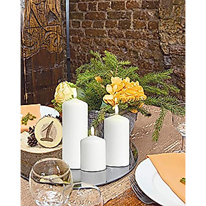 Cone Top Pillar Candles by Bask - Set of 3-3" x 4", 6", and 8" Dripless Unscented Candles in White for Home Decor, Relaxation & All Occasions