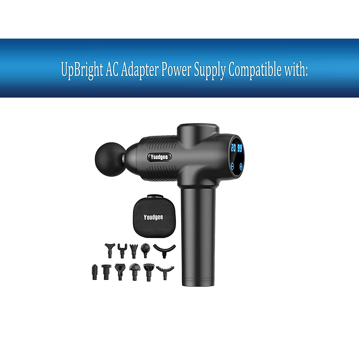 24V AC Adapter for Massage Gun Charger Output: DC 24V or 25.2V Massage Gun Power Cord Muscle Blaster Only fit with Brushless Motor Massage Gun Guns (Don't Fit 12V or 16.8V Charger)