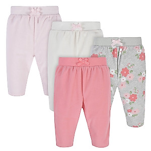 Gerber Baby Girls' 4-Pack Microfleece Pants, Floral, 18 Months