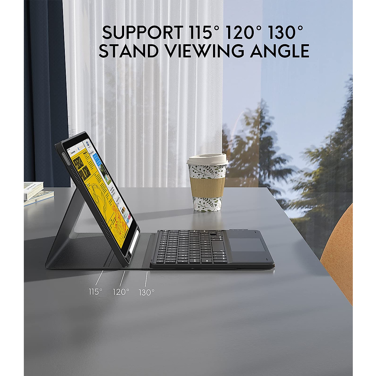 CHESONA For iPad 10th Generation Case with Keyboard (10.9", 2022), 7 Color Backlight, Multi-Touch Trackpad, Flip Stand Case with Pencil Holder, 2 Bluetooth Channels for iPad 10th 10.9 inch 2022, Black