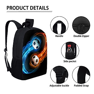 Mumeson Teenagers Backpack Bookbag Soccer Print Daypack for Sport Outdoor Travel Double Zipper Closure Schoolbags Back to School 17 inch Backpacking