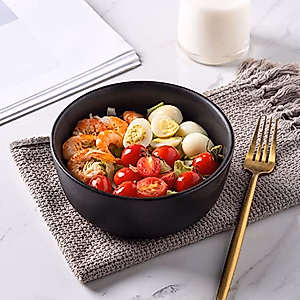 AmorArc Stoneware Cereal Bowls Set of 4, 26oz Soup Bowls Set for Cereal Soup Snacks, Modern Kitchen bowls for Meal, Dishwasher &Microwave Safe, Matte Black