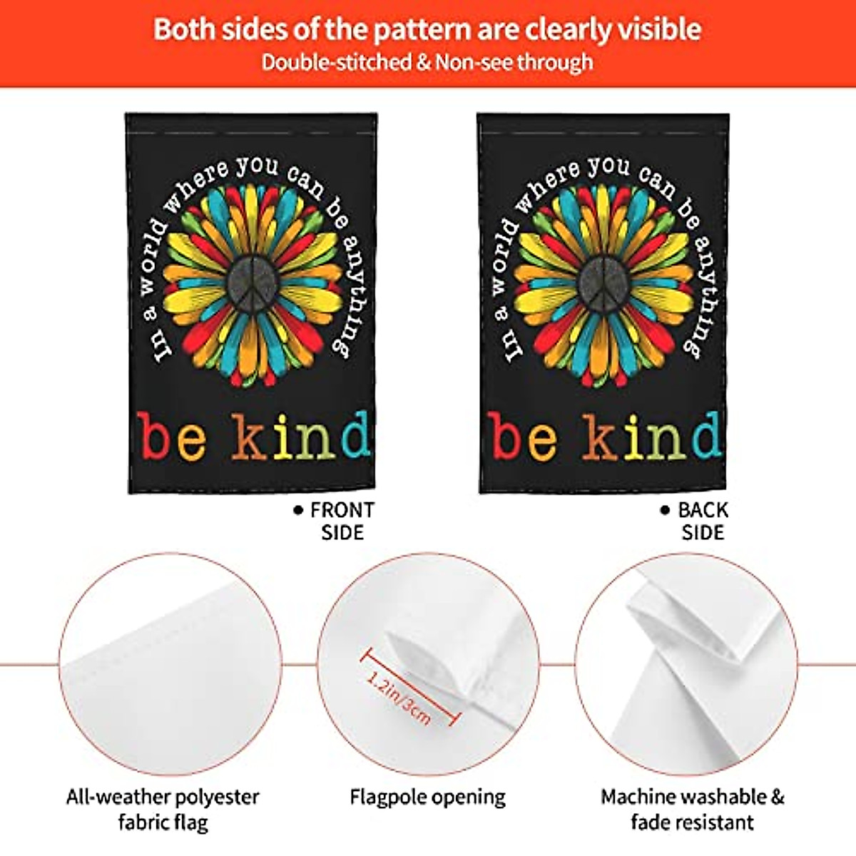 In A World Where You Can Be Anything Be Kind Garden Flag 12 X 18 In Peace Outdoor Floral Mini Yard Flag House Flags Double-Sided Farmhouse Sign For Home Garden Decoration