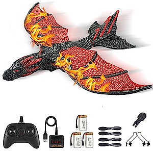ANTSIR RC Plane for Kids, 2 Channel Remote Control Dragon Airplane with Gyro System, Flying Dino Toy Gift for Beginners Learning to Fly