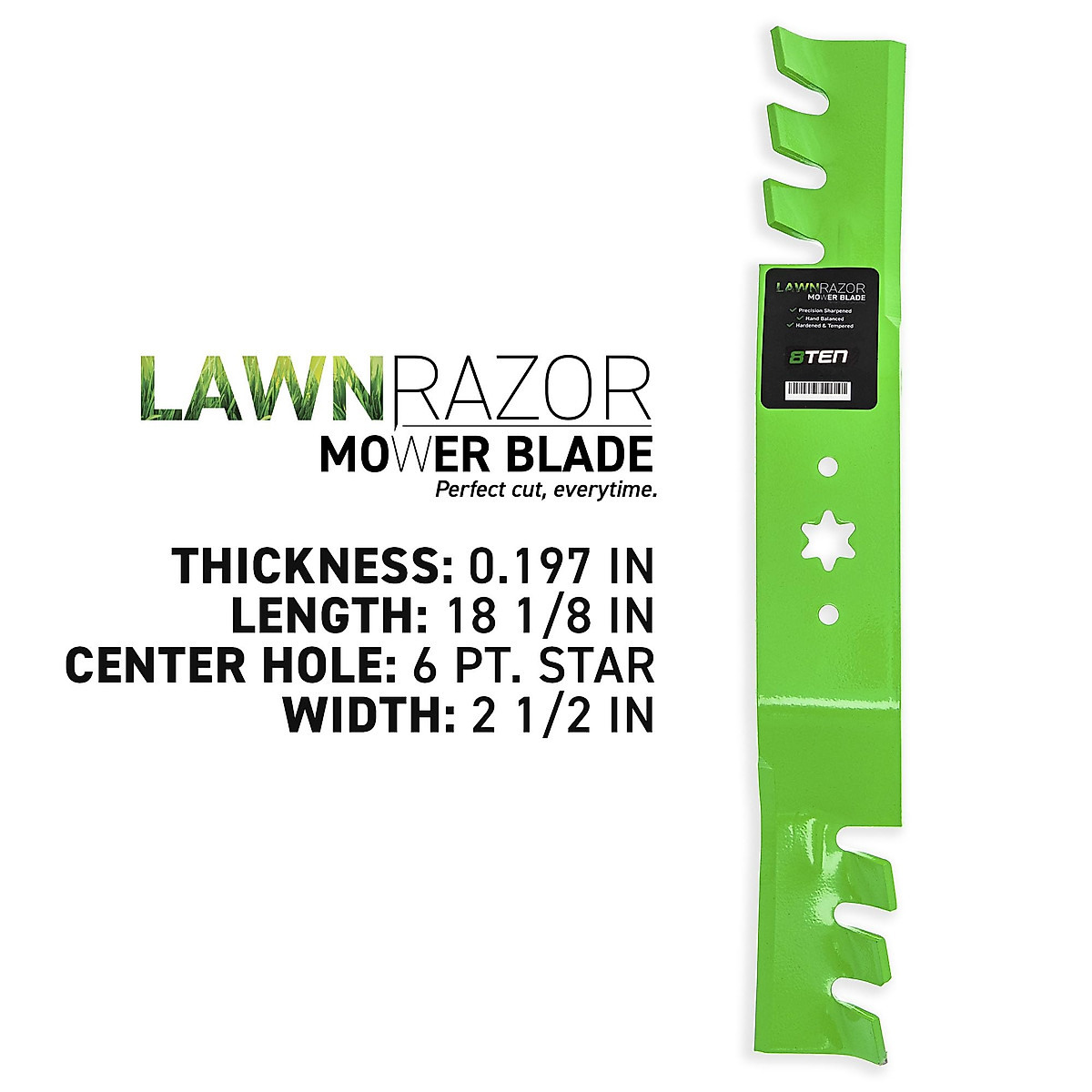 8TEN LawnRAZOR Mower Blade Set for MTD Cub Cadet RZT Troy Bilt 942-04053C 942-04053X 50 inch Decks (Toothed Mulching)