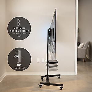 VIVO Mobile TV Cart for 32 to 70 inch Screens up to 77 lbs, LCD LED OLED 4K Smart Flat and Curved Panels, Rolling Stand, Laptop DVD Shelf, Locking Wheels, Max VESA 400x400, Black, STAND-TV05L