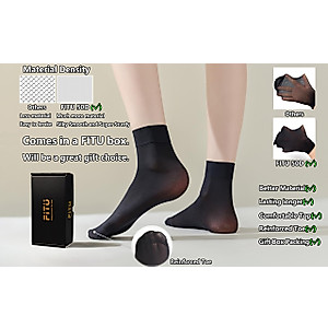 Fitu Women's 10 Pairs Pack Nylon Ankle Tights Hosiery Socks (Black) One Size Black