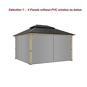 Garden Sunny 2 Panels-10'x10' Replacement Universal Gazebo Curtains Privacy Sidewall,Shade Curtains,Protecting Side Walls (Only Curtain -2 Panels Without PVC Window)-Grey