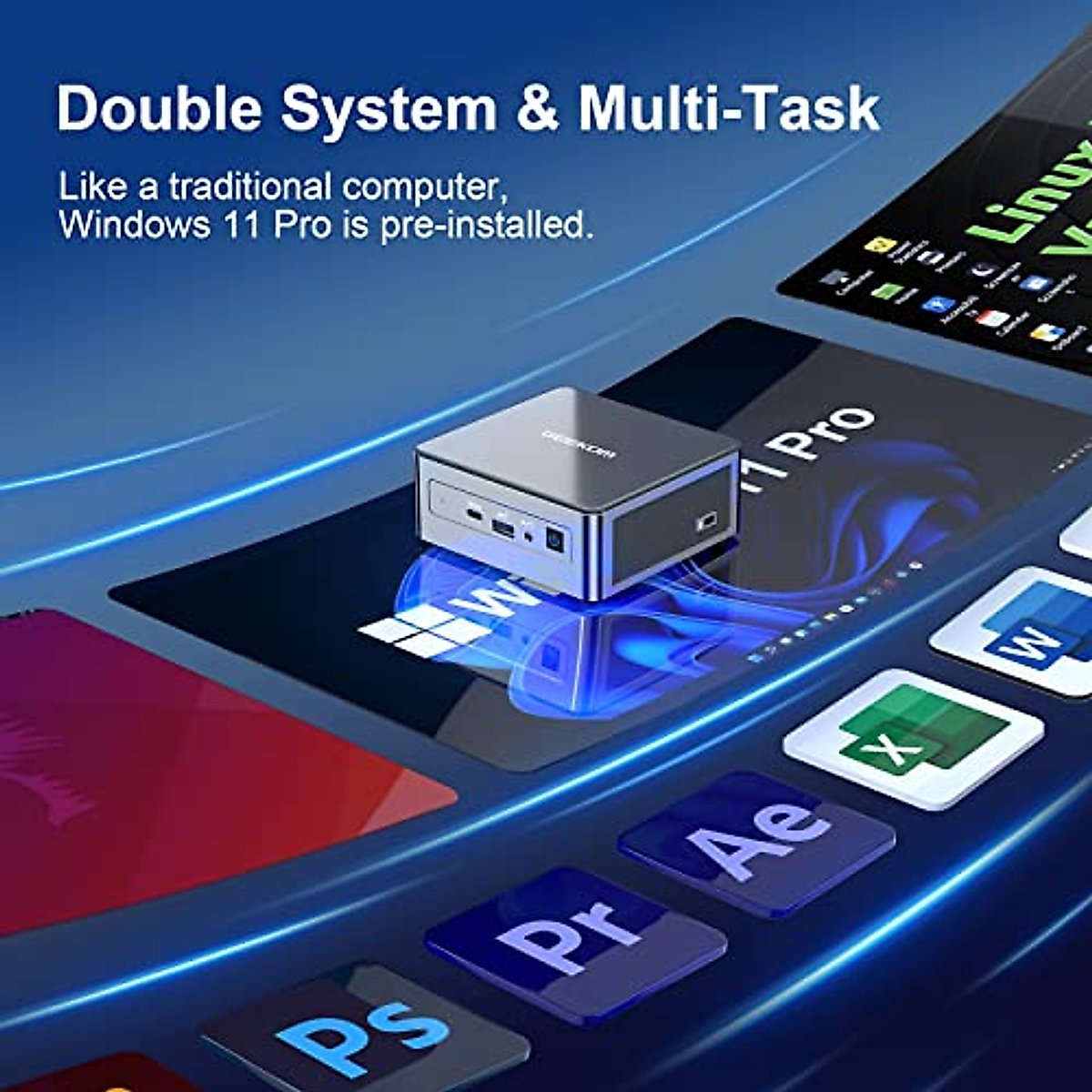 GEEKOM Mini PC Mini IT11, 11th Intel Core i7-11390H (up to 5.00 GHz), 32GB DDR4 RAM 2TB M.2 SSD, Windows 11 Pro Mini Computers NUC 11, USB4.0/8K UHD/WiFi 6/BT5.2, Home/Office Mini Desktop Computer