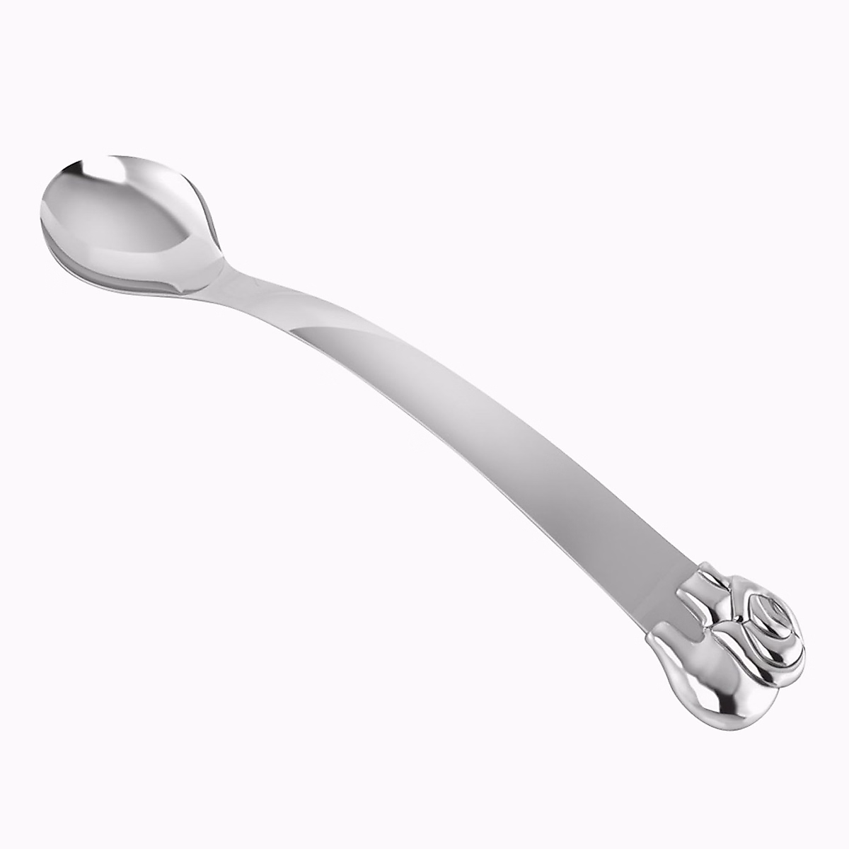 KRYSALIIS Sterling Silver Elephant Feeding Spoon - Premium Quality Food Grade Standard .925 Solid Sterling Silver Spoon - Engravable Gift For Baby with a Beautiful Gift Box