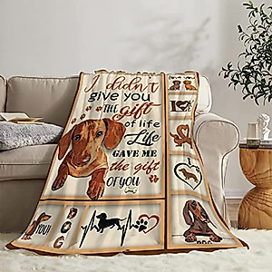 remzoke Dachshund Dog Blanket for Women Girl Soft Warm Daschund Gifts Fleece Throw Cozy Plush Fluffy Cute Wiener Flannel Blankets Adults Kids 50''X40''