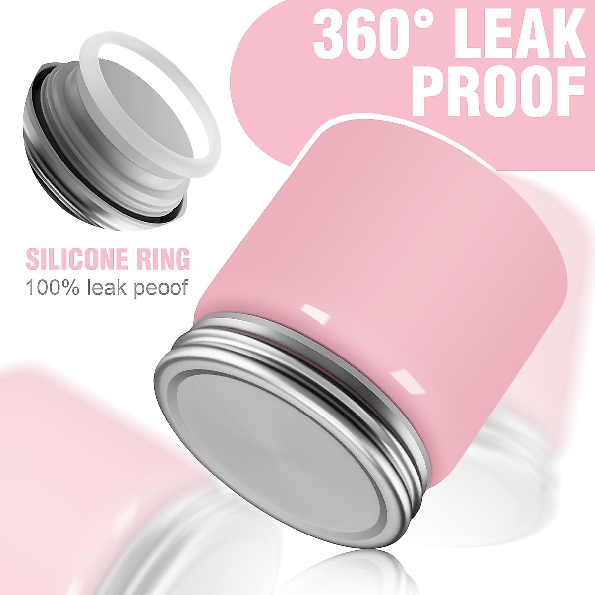 MZLMZL Insulated Food Jars,10oz Insulated Food Container,Soup Termoses Para Comida Caliente,Wide Mouth Design Food Jars Hot or Cold Meals Lunch Box (10oz-Pink)