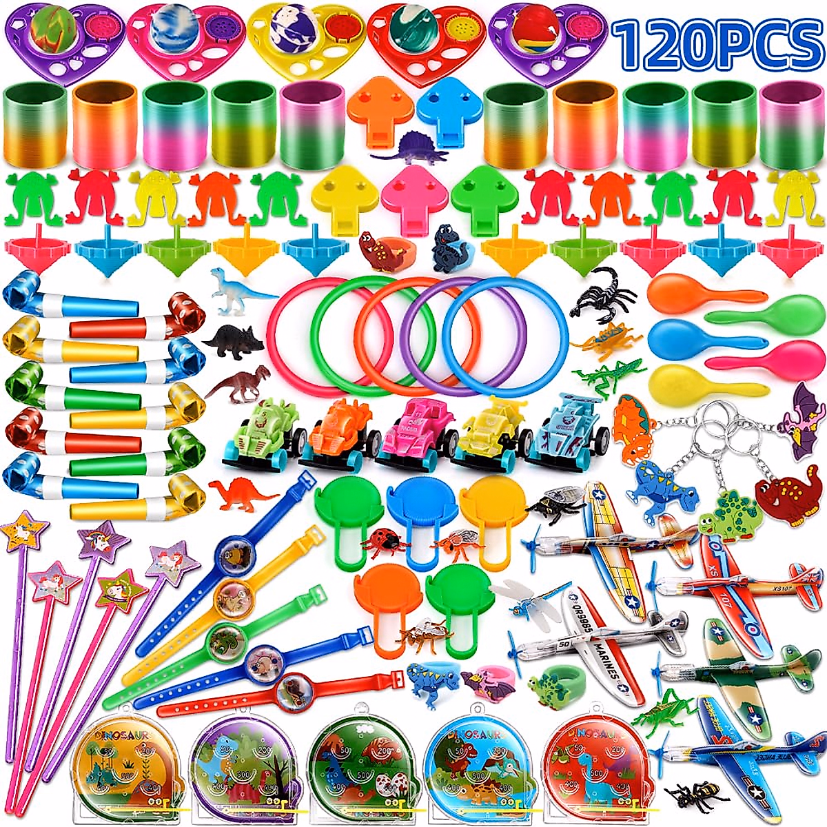nicknack 120pcs Pinata Filler Toys Party Favor Assortment for Kids Birthday Prizes Box Toy for Classroom Rewards,Treasure Box Prizes,Carnival Prizes