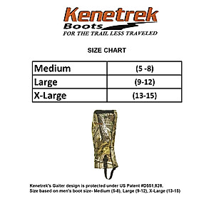 Kenetrek Men's KE-064 Shoe-Gaiters, Realtree Excape Camo, Large