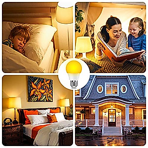 Neporal Amber Light Bulbs, 9W 60W Equivalent A19 Soft Light Bulbs, Blue Light Blocking Warm Light Bulbs, 1800K Amber Night Light Bulbs, Dim Light Bulbs for Healthy Sleep and Baby Nursery Light (3)