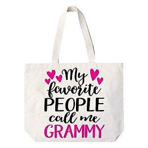 COCOVICI Grammy Tote Bag | My Favorite People Call me Grammy | Grandma Gifts | Grammy Gifts | Grammy Christmas Gift | Christmas Gift from Grandkids (My Favorite People Call me Grammy Pink/Black Font)