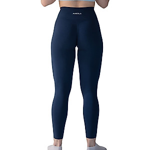 Seamless Scrunch Legging Women Yoga Pants 7/8 Tummy Control Workout Running for Workout Fitness Sport Active Ankle Legging-25'' (L, Tuxedo Blue)