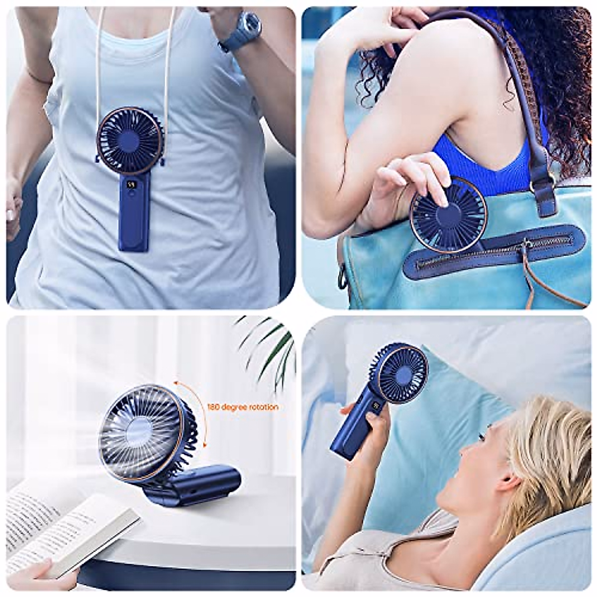 SWEETFULL Handheld Fan, 6000mAh Portable Fan Mini Fan with Backup Power,6 Speeds Adjustable,Small Personal Fan, Foldable Mini Desk Fan, Cooling Electric Fan for Girls Woman Man Travel Office Outdoor