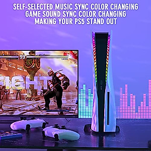 NICEMOVIC LED Light for PS5 Console, Playstation 5 LED Lights DIY Decoration Accessories, Game Sound/Music Sync, RGB 8 Colors 400 Lights Effects with USB/APP Control and 40Key IR Remote