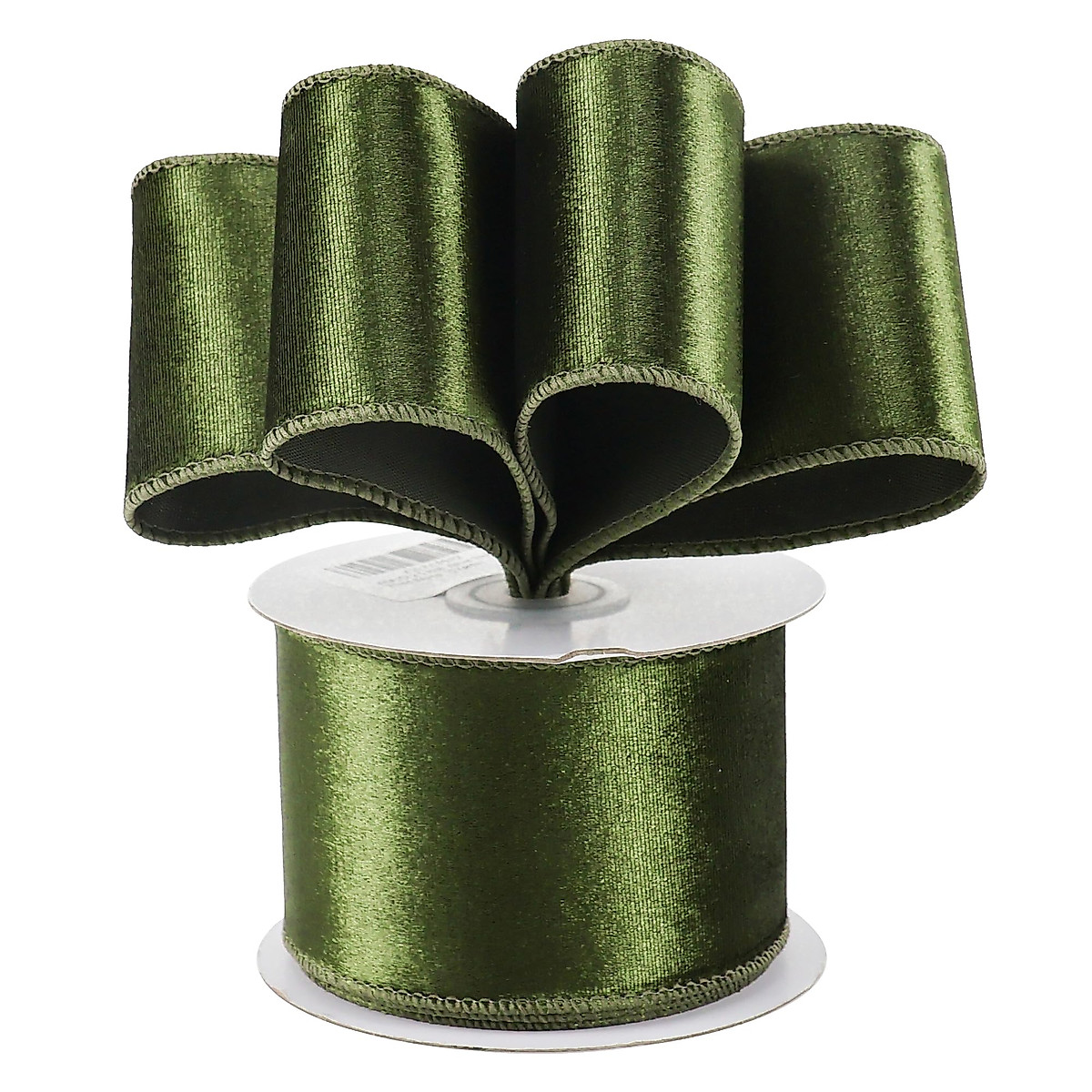 AIMUDI Olive Green Velvet Wired Ribbon 2.5 Inch Green Christmas Ribbon Wired Dark Moss Green Ribbon for Christmas Tree, Wreaths, Swags, Gift Wrapping, Garland, Holiday Crafts, Topper Bows - 10 Yards