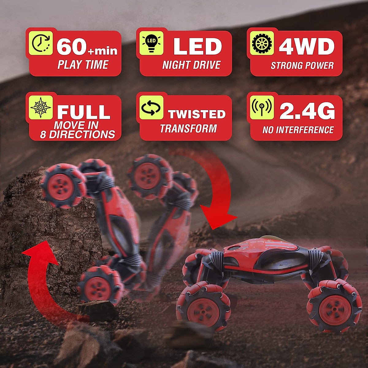 AAA777USA Remote Control Stunt Car with Gesture Control, Off-Road Drift Stunt Twist Car with 360 Degree Slips & Flips RC Toys for Kids and Adults – Birthday Gifts for Kids (Big Size)