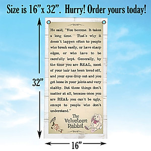 The Velveteen Rabbit Quote Wall Art - Literary and Book Page Wall Art, Inspirational Poster for Book Lovers, Great Nursery and Kids Room Decor and Gift, 16x32 Canvas Wall Scroll Art Print Poster