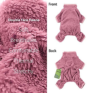 Fitwarm Dog Fleece Pajamas, Dog Winter Clothes for Small Dogs Girl, Pet Jumpsuit, Cat Apparel, Pink, Medium