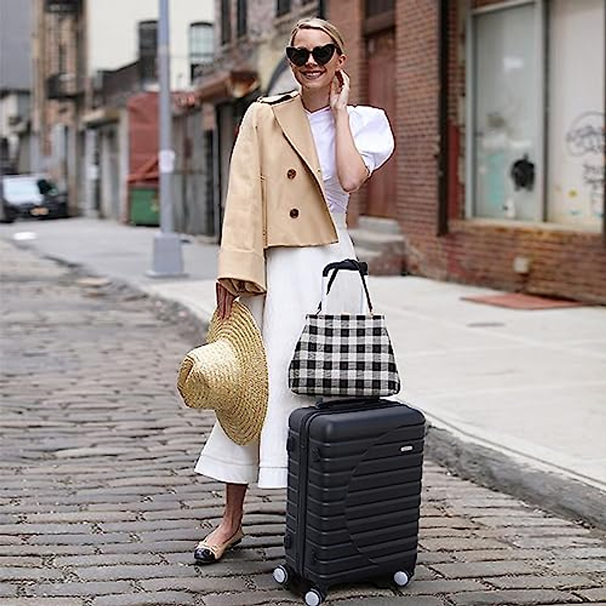 CLUCI Carry On Luggage with Spinner Wheels,Lightweight Hardside Suitcase PC Hardshell Luggage with TSA Lock,20" Carry-On(Dark gray)