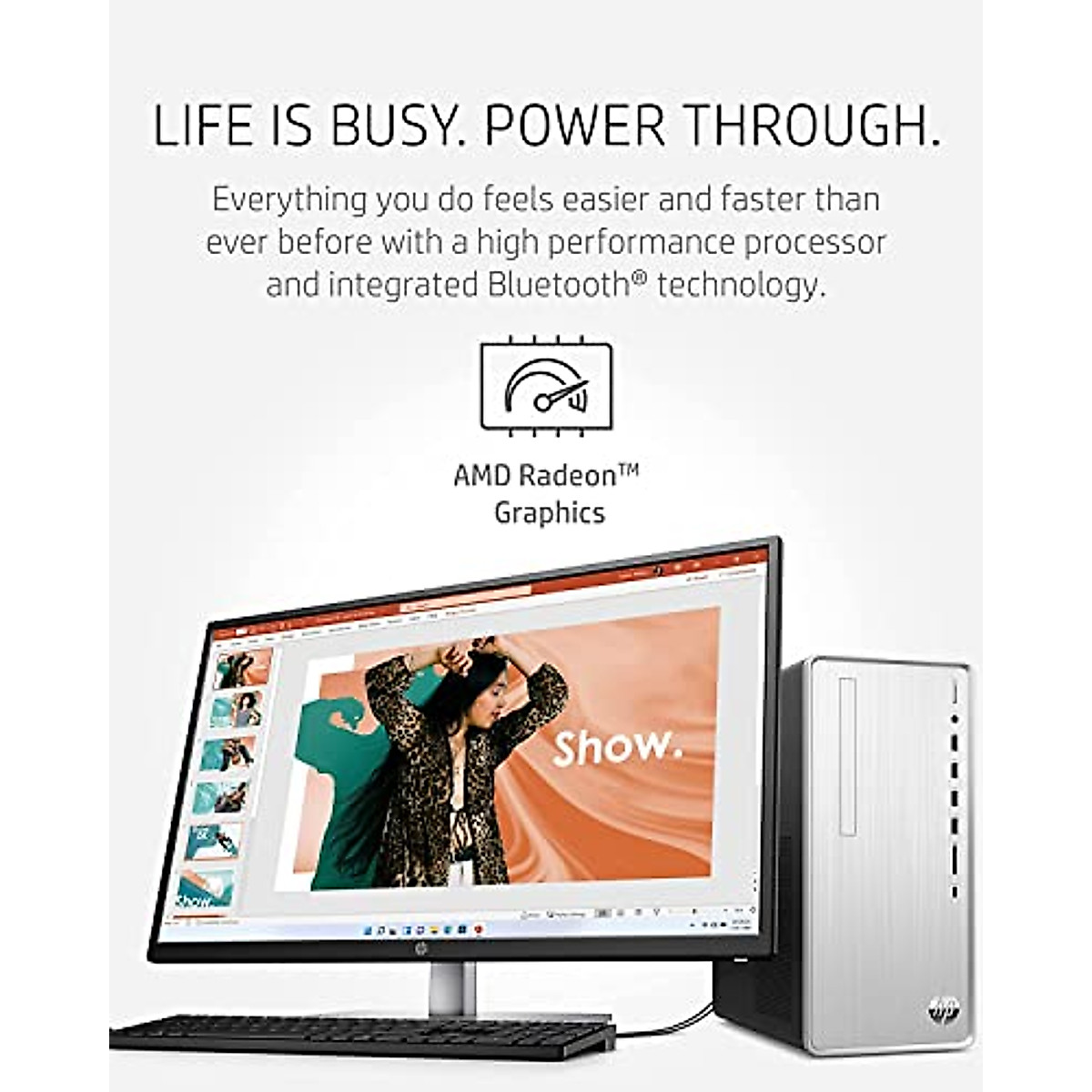HP 2022 Pavilion TP01 Desktop Computer, AMD Ryzen 3-5300G (Beats Core i5-10400), AMD Radeon, 32GB RAM, 1TB PCle SSD, 9 USB Ports, Wireless-AC, Bluetooth, HDMI, Windows 11 Home