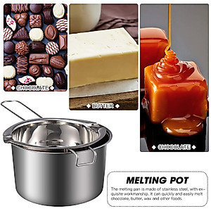 1 Set Double Boiler Pot Stainless Steel Water Boiling Melting Pot with Dual Pour Spout for Candle Butter Chocolate Cheese Caramel 600ml