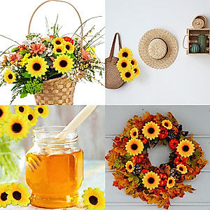WILLBOND 124 Pieces Fake Sunflowers 3.5 Inch and 1.6 Inch Artificial Sunflower Heads Fabric Floral for Home Decoration Wedding Decor Bride Holding Flowers Garden Craft Art Decor