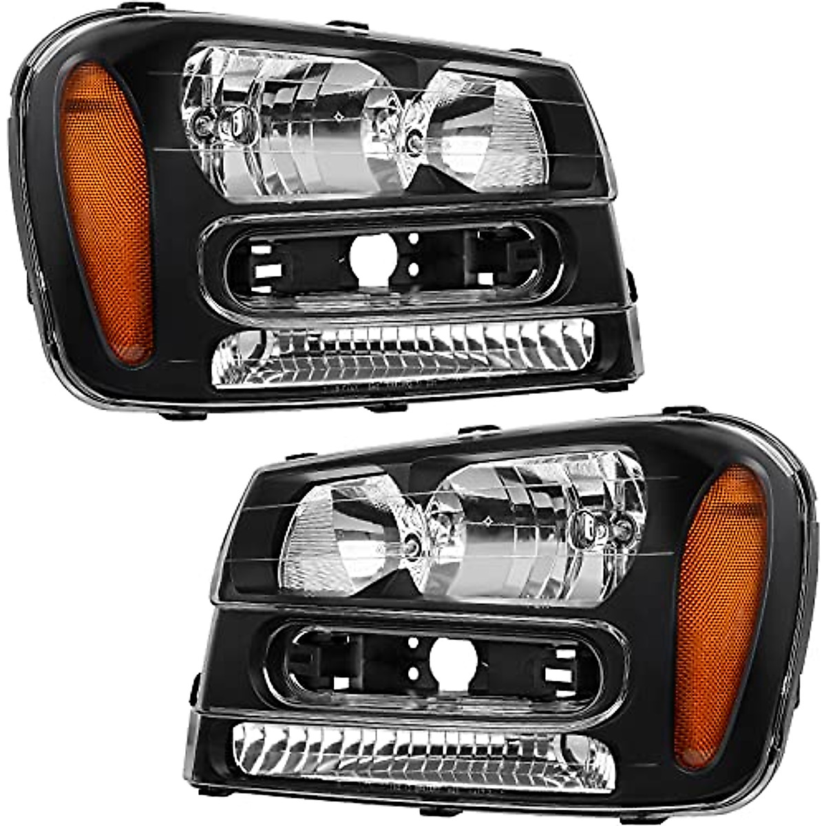 AUTOSAVER88 Headlights Assembly Compatible with 2002-2009 Trailblazer W/Full Width Grille Amber Reflector(Except Compatible with 2006-2009 LT models)