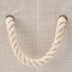 EZOWare Set of 3 Bamboo Large Fabric Storage Bins Baskets with Cotton Rope Handle, Collapsible Cube Container Box for Nursery, Kids, Closet, and More (Beige)