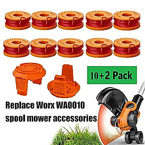 Trimmer Spool Line for Worx WA0010,Edger Spool fits for Worx Trimmer spools Weed Eater String,Weed Wacker Spool Replacement Parts,Trimmer Line Refills 0.065 inch for Electric String Trimmers 10 pack