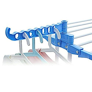 Gdrasuya10 66" Blue Folding Dryer Hanger with Casters, 3-Layer Portable Stand Towel Rack Clothes Drying Rack for Outdoor or Indoor (Blue)