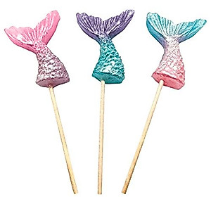 Mermaid Candy Lollipops - 12 Suckers Individually Wrapped - Great for Mermaid Party Favors - Goodie Bags - Candy Buffet - Cake Toppers (Mermaid Lollipops)