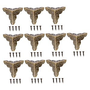 Mikikit 80 Pcs Wrapped Iron Trihedral Corner Protectors Retro Decorative Guard Durable Guard Furniture Corner Hardwares Durable Corner Guard Suitcase Accessories Case Corner Guards