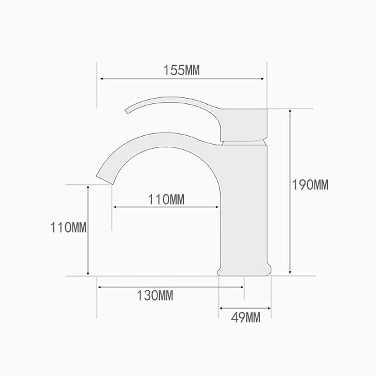 Bathroom Faucet Waterfall Black,Brass Bathroom Vanity Faucet, Hot and Cold Water Faucet, Waterfall Bathroom Faucet Single Hole, Faucet, Tall (Color : Short)