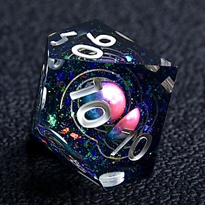 AUSPDICE DND Dice Set Handcrafted Designer 7-Die Polyhedral RPG Dice with Sharp Edges and Beautiful Inclusions for Aesthetic Conscious Tabletop RPG Player Galaxy Series (Dark Color)