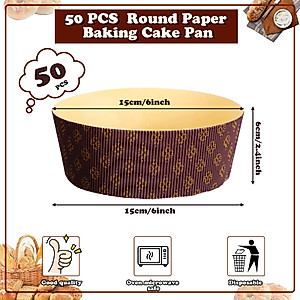 50 Count Panettone Paper Mold Paper Pans for Baking Heat Resistant Paper Baking Cake Pan 6" x 2.4" Disposable Panettone Paper Pan Mold for Muffin Cupcake, Microwave Oven and Freezer Safe