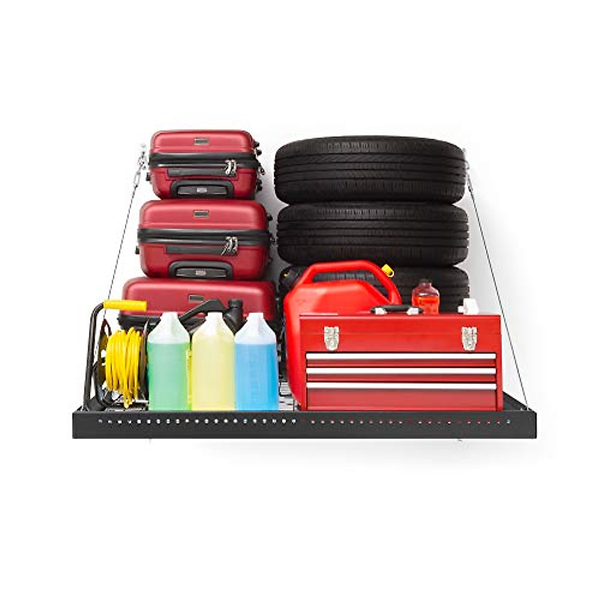 NewAge Products Pro Series Black 4'. x 4'. Wall Mounted Steel Shelf, Garage Overheads, 40402