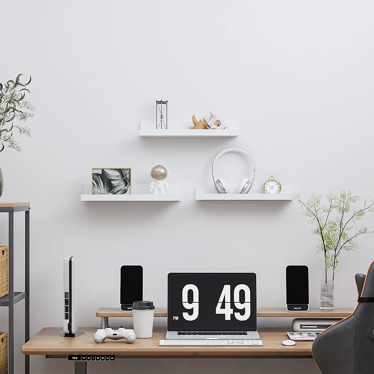 Giftgarden 16 Inch White Floating Shelves for Wall Mount, Modern Wood Wall Shelf Ledge for Bathroom Bedroom Living Room Kitchen Nursery Storage, Set of 3 Different Sizes