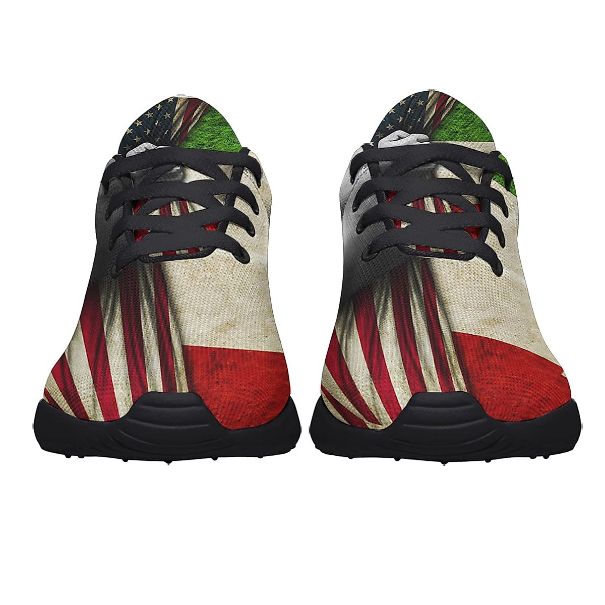 Italian American Flag Shoes for Men Women Running Sneakers Breathable Casual Sport Tennis Shoes Gift for Him Her Black Size 13