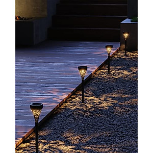 JACKYLED Solar Pathway Lights Outdoor, 6 Pack Solar Walkway Lights Outdoor Waterproof LED Garden Decorative Lighting Landscape Path Lights for Patio Sidewalk Yard Lawn Driveway Backyard, Warm White