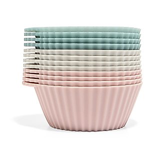 The Silicone Kitchen Reusable Silicone Baking Cups Silicone Muffin Liners for Cupcakes, BPA Free, 12 Pack, Regular, Pink Gray Blue