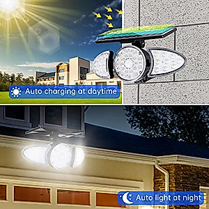 Gonengo Solar Outdoor Lights, 3 Heads Solar Motion Sensor Lights, IP65 Waterproof, 270°Wide Lighting Angle Solar Lights, Solar Flood Lights for Outdoor Wall Garden Yard(2 Pack)